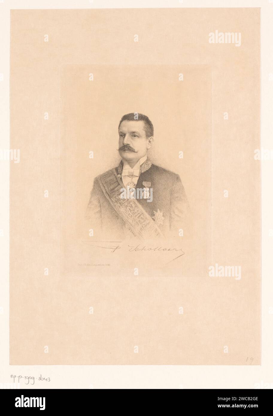 Portrait of Frans Schollaert, Auguste Danse, 1888 - 1909 print Brussels ...