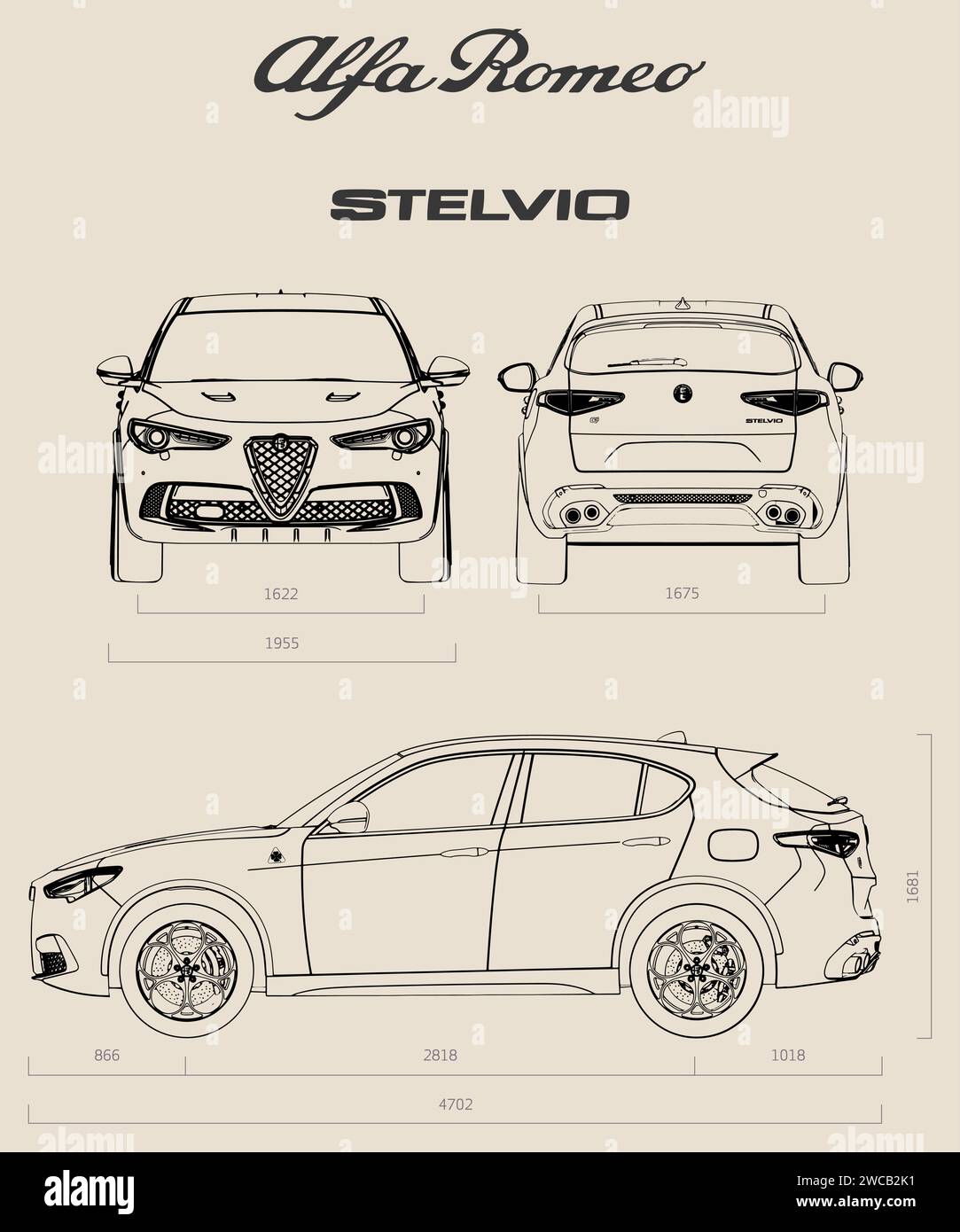 Alfa Romeo Stelvio car blueprint Stock Vector Image & Art - Alamy