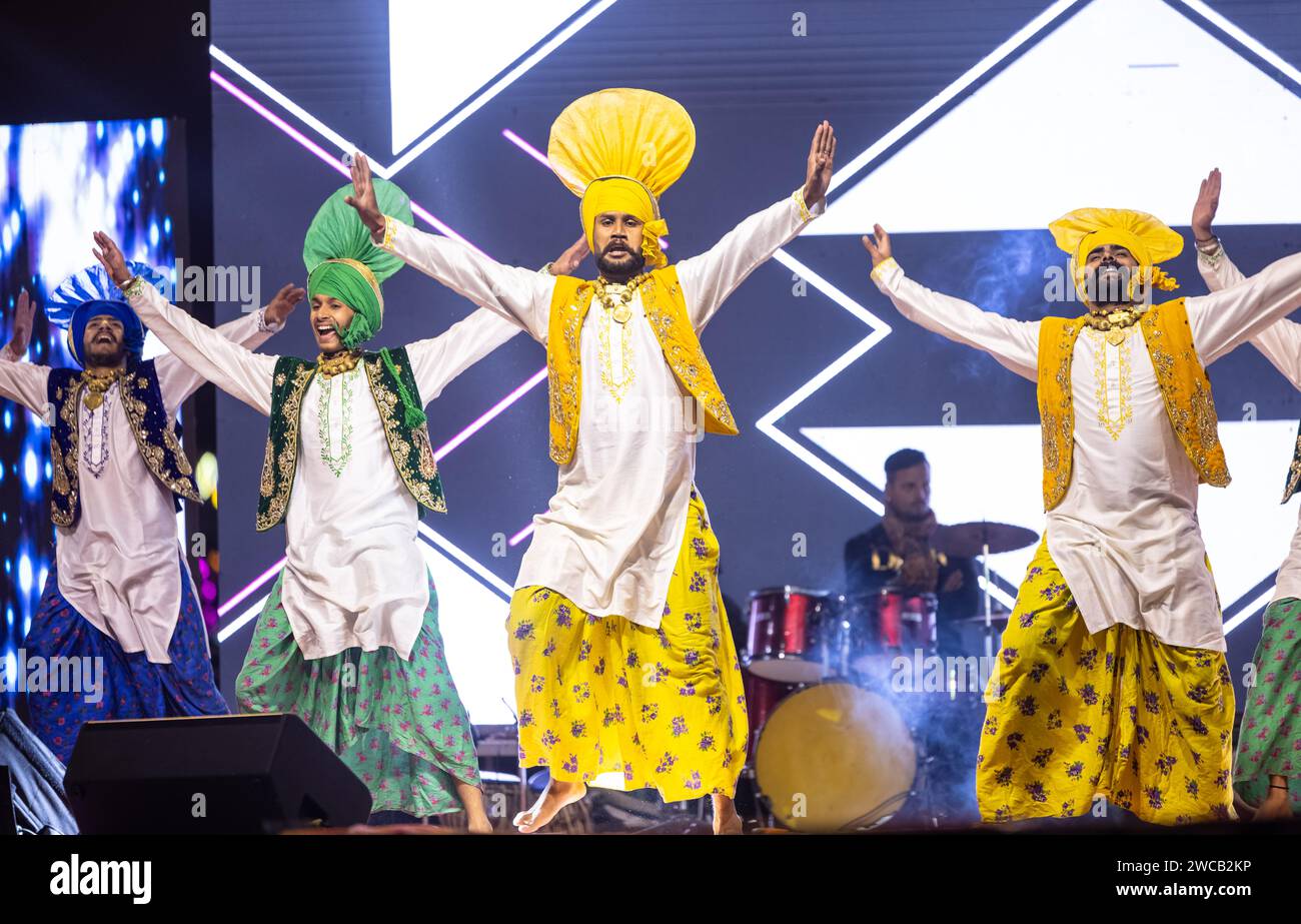 Group of punjabi artists from punjab performing bhangra dance in ...