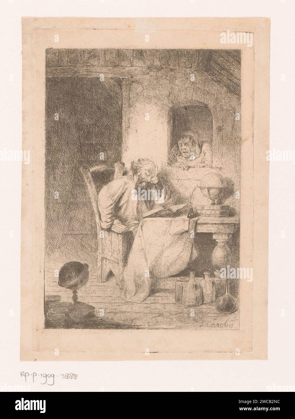 Philosopher in his study disturbed by an angry woman, Louis Antoine ...