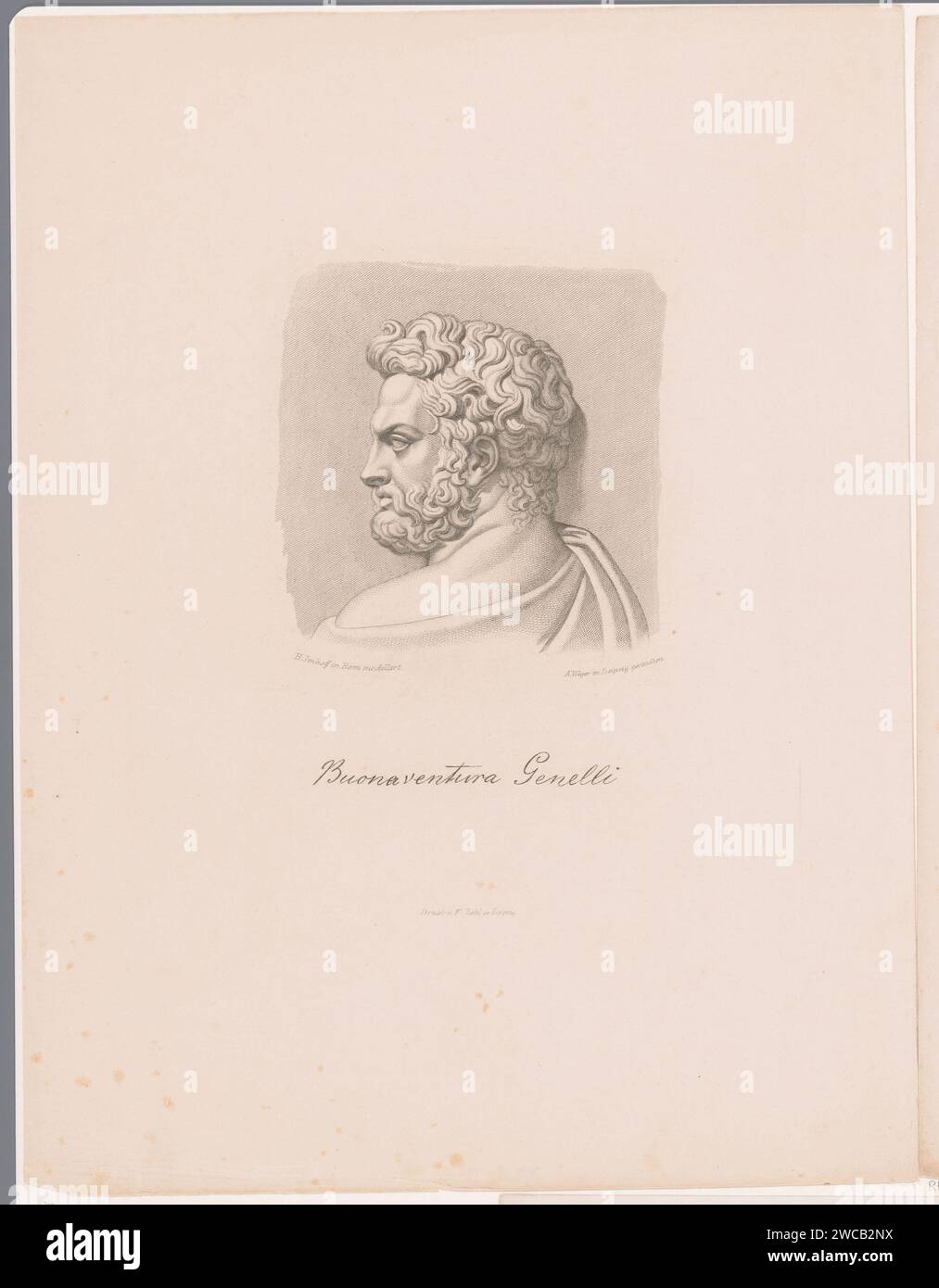 PortraT van Buonaventura Genelli, August Weger, After Heinrich Imhof, 1849 - 1892 print print ...