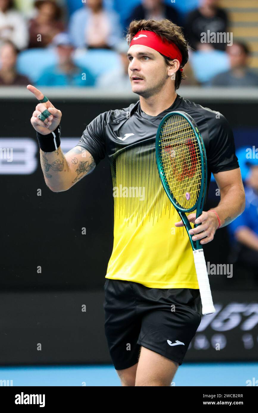 Melbourne, Victoria, Australia. 14th Jan, 2024. MELBOURNE, AUSTRALIA - JANUARY 14: Thiago ...