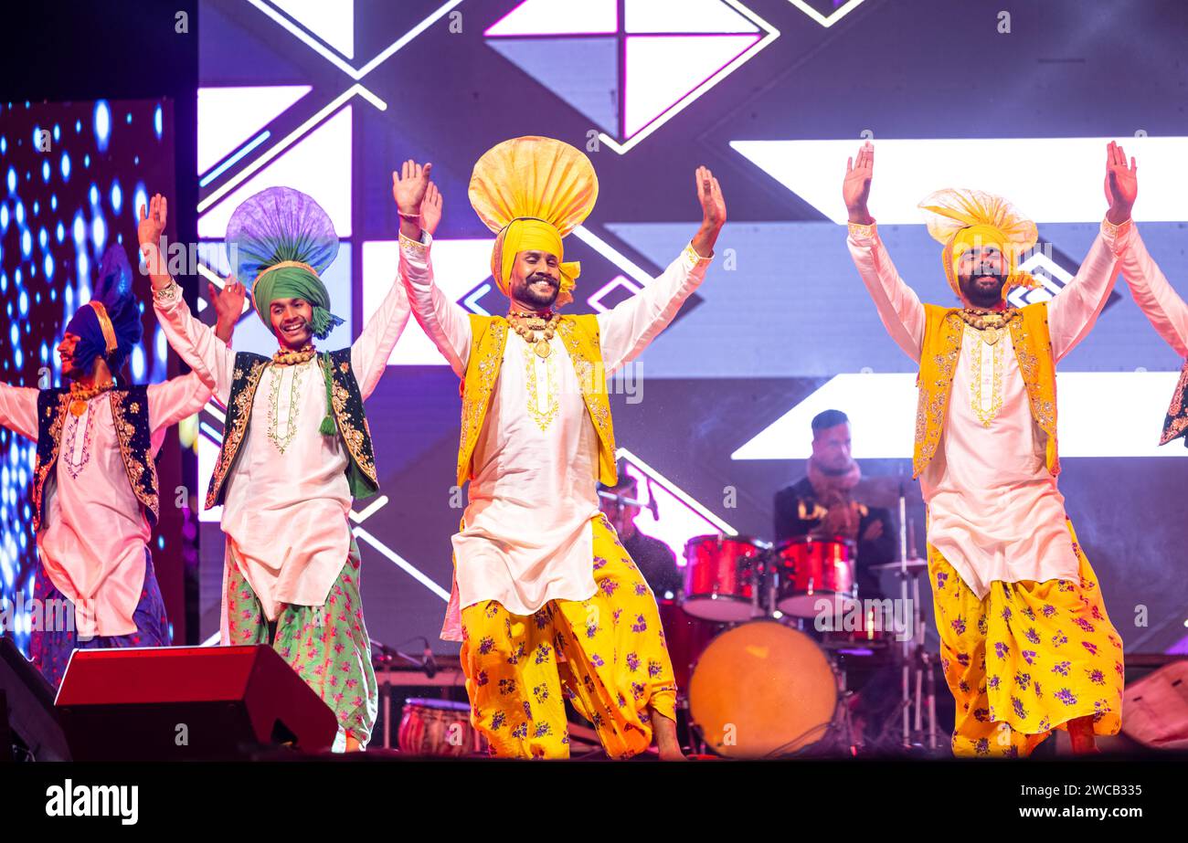 Group of punjabi artists from punjab performing bhangra dance in ...