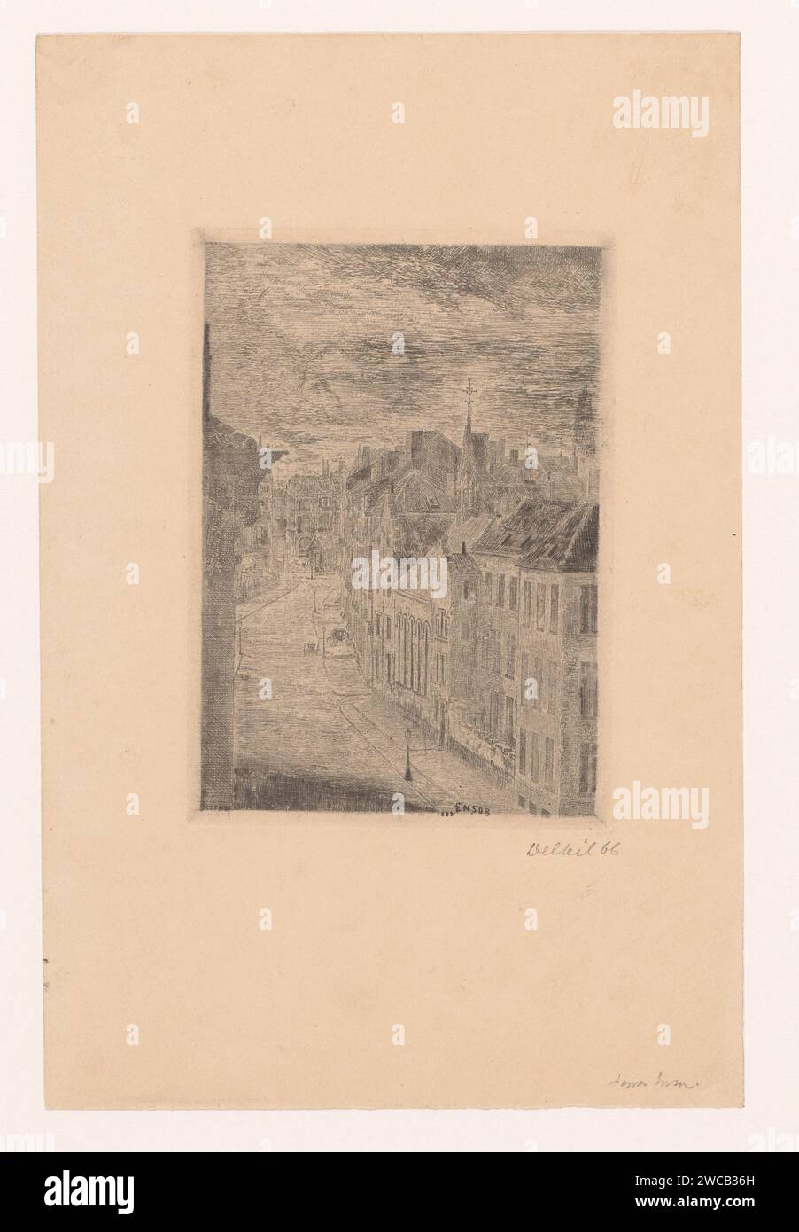 Boulevard Van Iseghem in Ostend, James Ensor, 1889 print paper etching ...