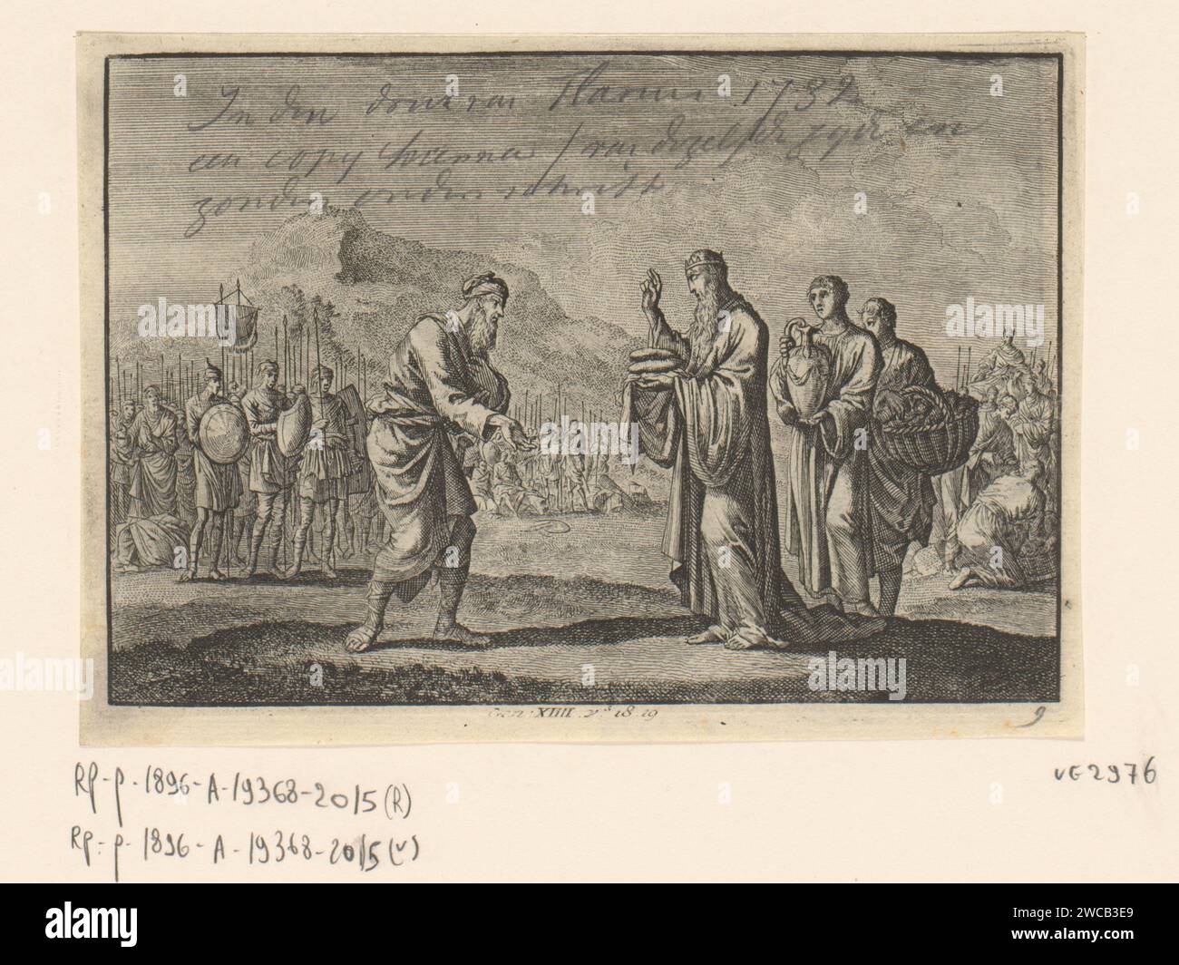 Abraham meets King Melchizedek, Jan Luyken, 1703 - 1762 print Print ...