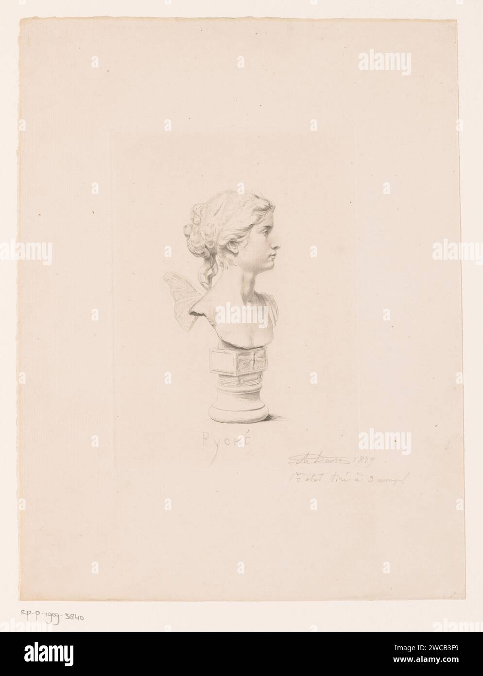 Bust van Psyche, Auguste Danse, 1879 print paper etching Psyche Stock ...