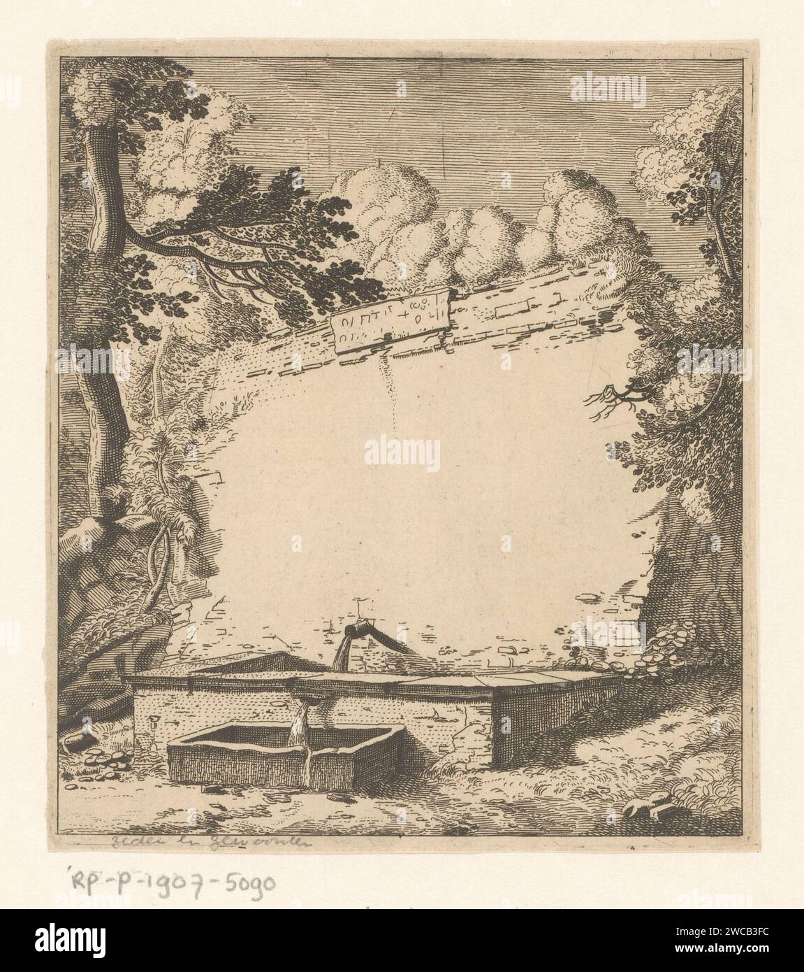 Landscape with wall and fountain, anonymous, after Karel du Jardin ...