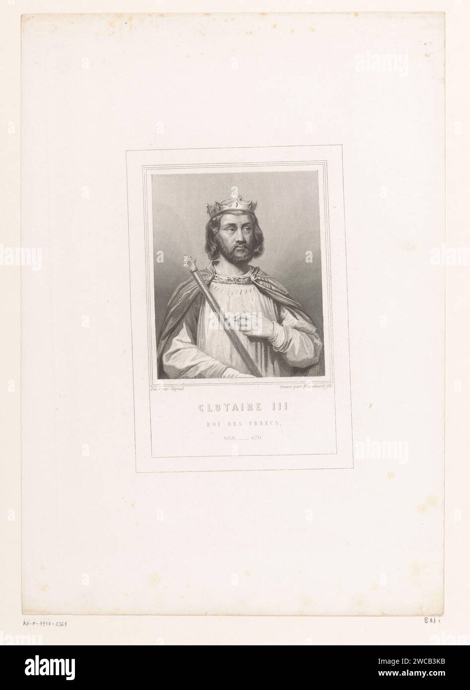 Portret Van Chlotharius 3, Auguste Thomas Marie Blanchard, after Emile ...