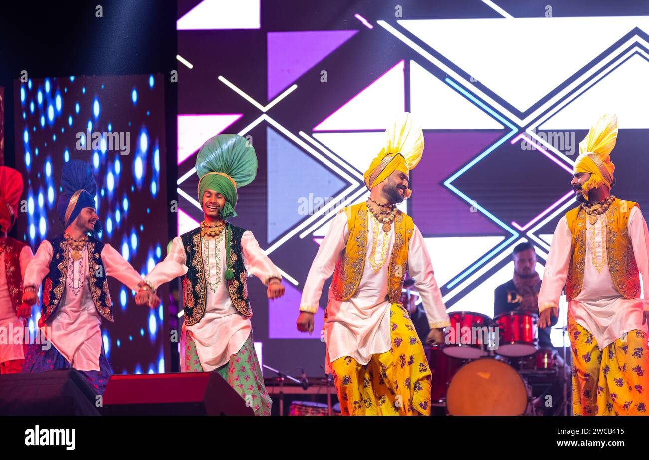 Group of punjabi artists from punjab performing bhangra dance in ...