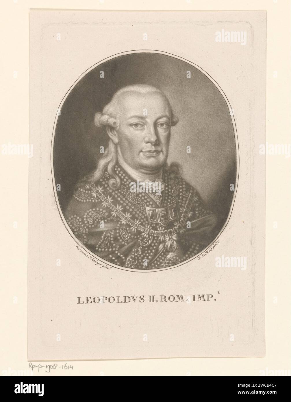 Portret van Leopold II, Johann Elias Haid, after Marianna Kiezinger ...