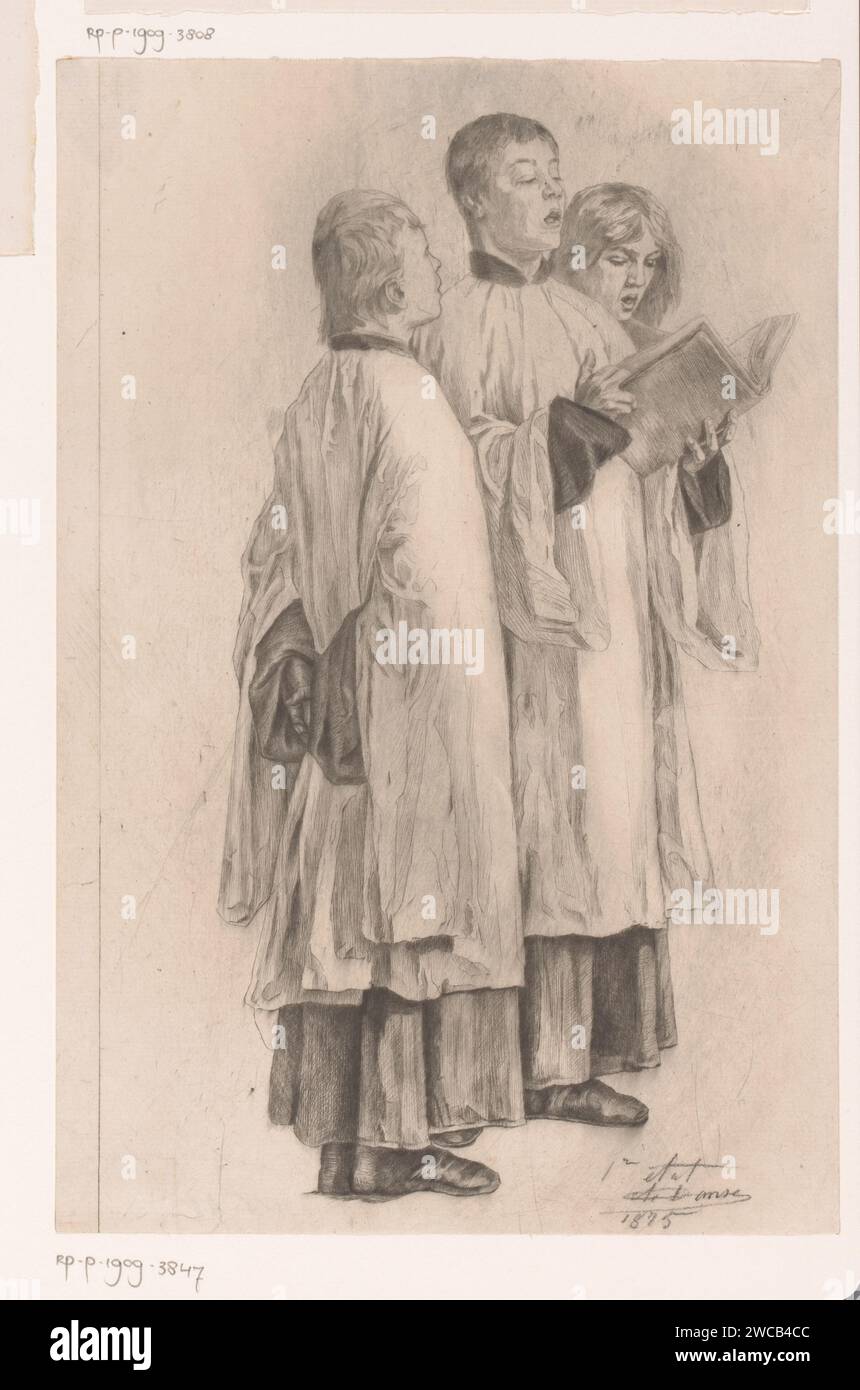 Study of three singing alieners, Auguste Danse, After Emile Charles ...