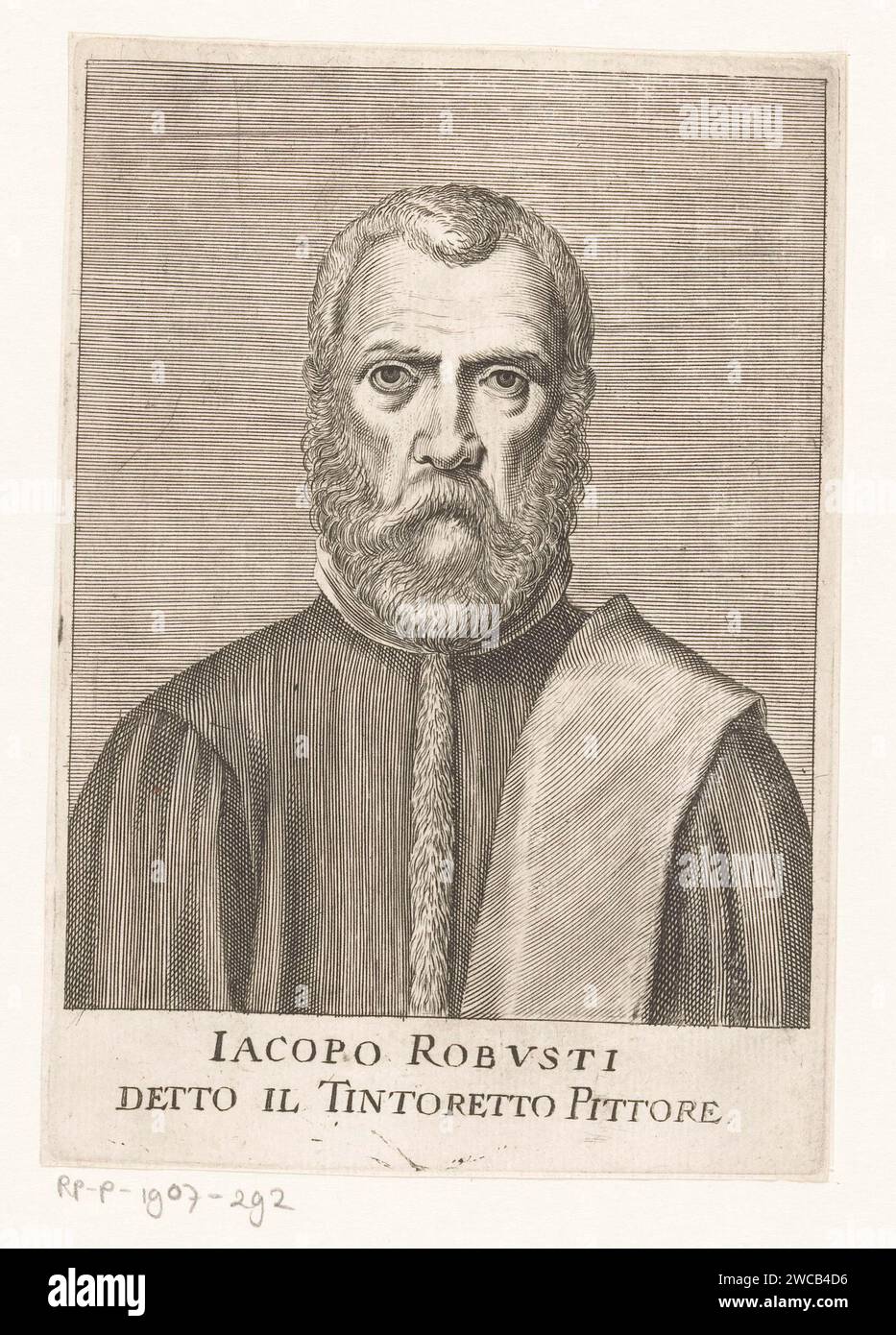 Portrait of painter Jacopo Tintoretto, monogrammist IP (Italy), c. 1600 ...