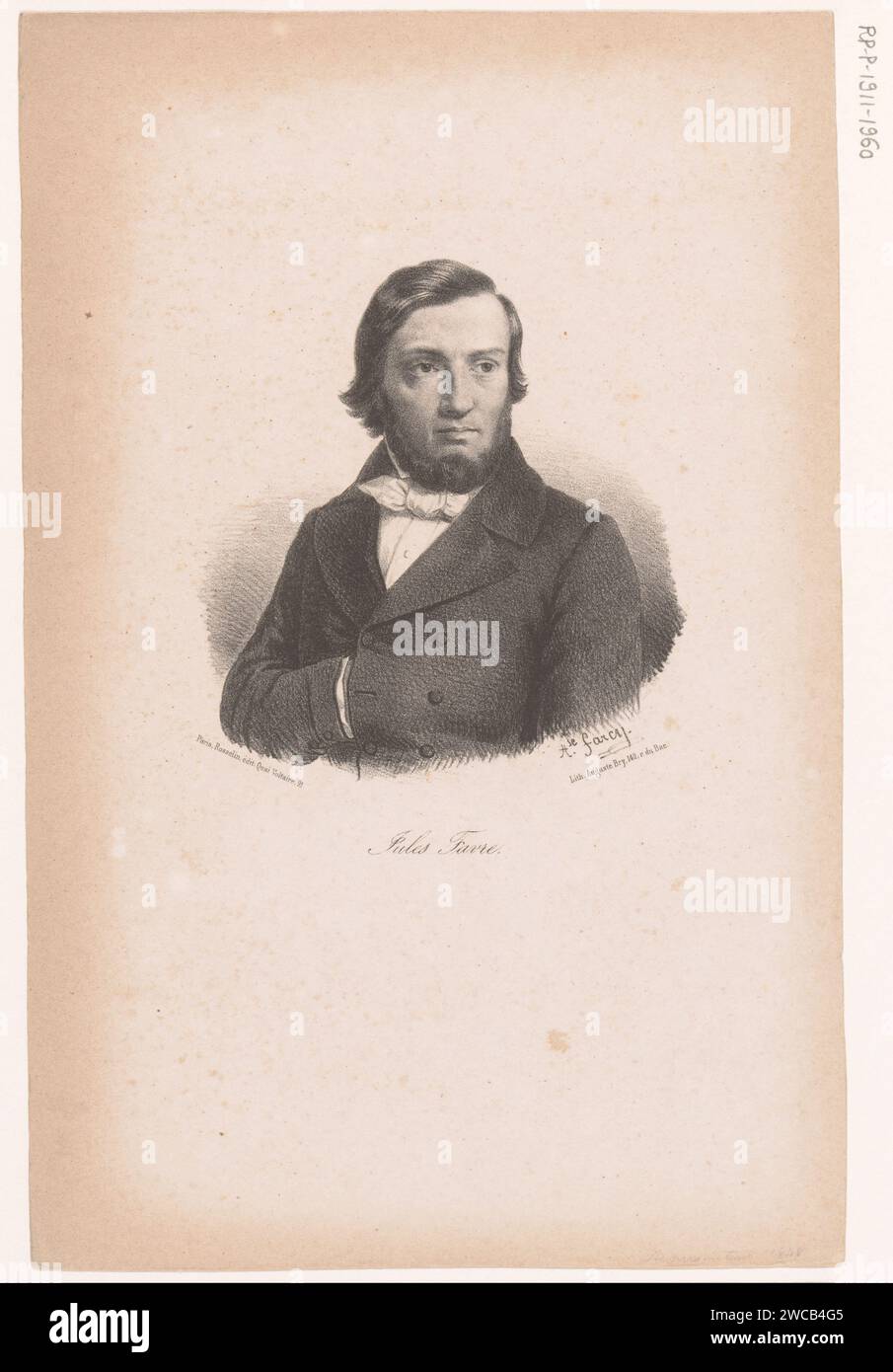Portret van Jules Favre, Alphonse Farcy, 1850 print Paris paper ...