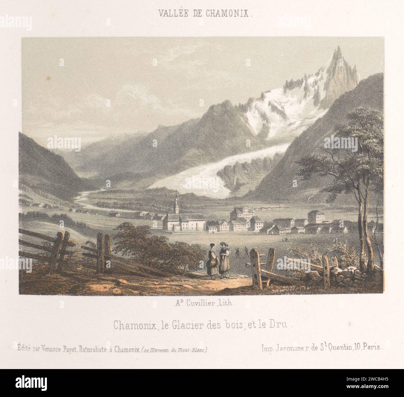View of the Aiguille de Bionnassay with glacier, Ad. Cuvillier, 1858 ...
