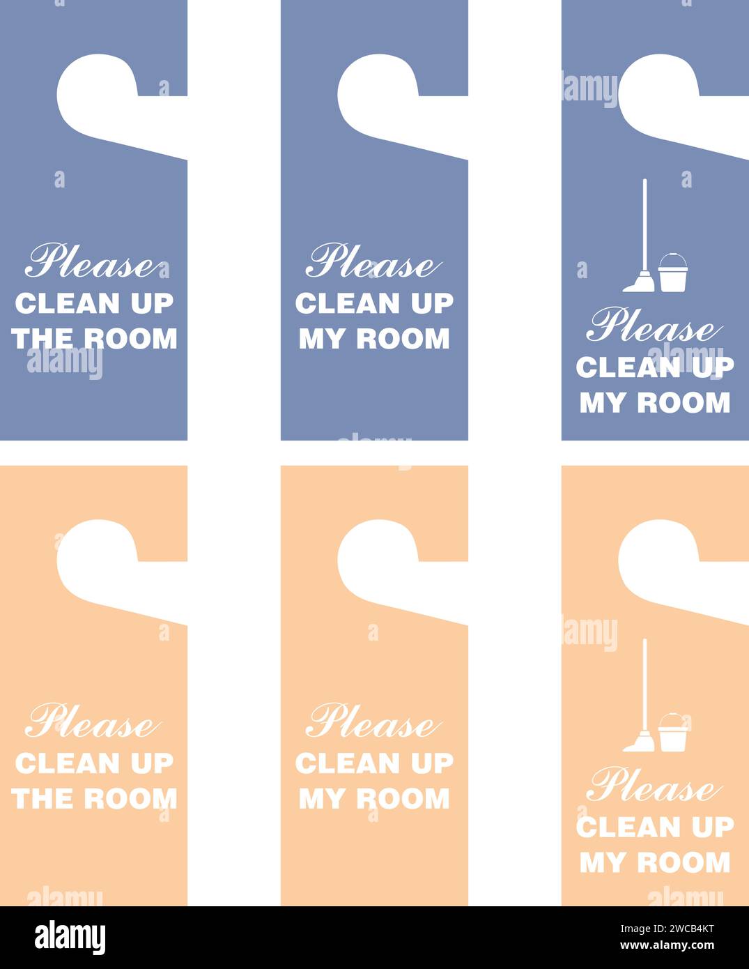 Please clean up the room door hanger tags on a white background Stock ...