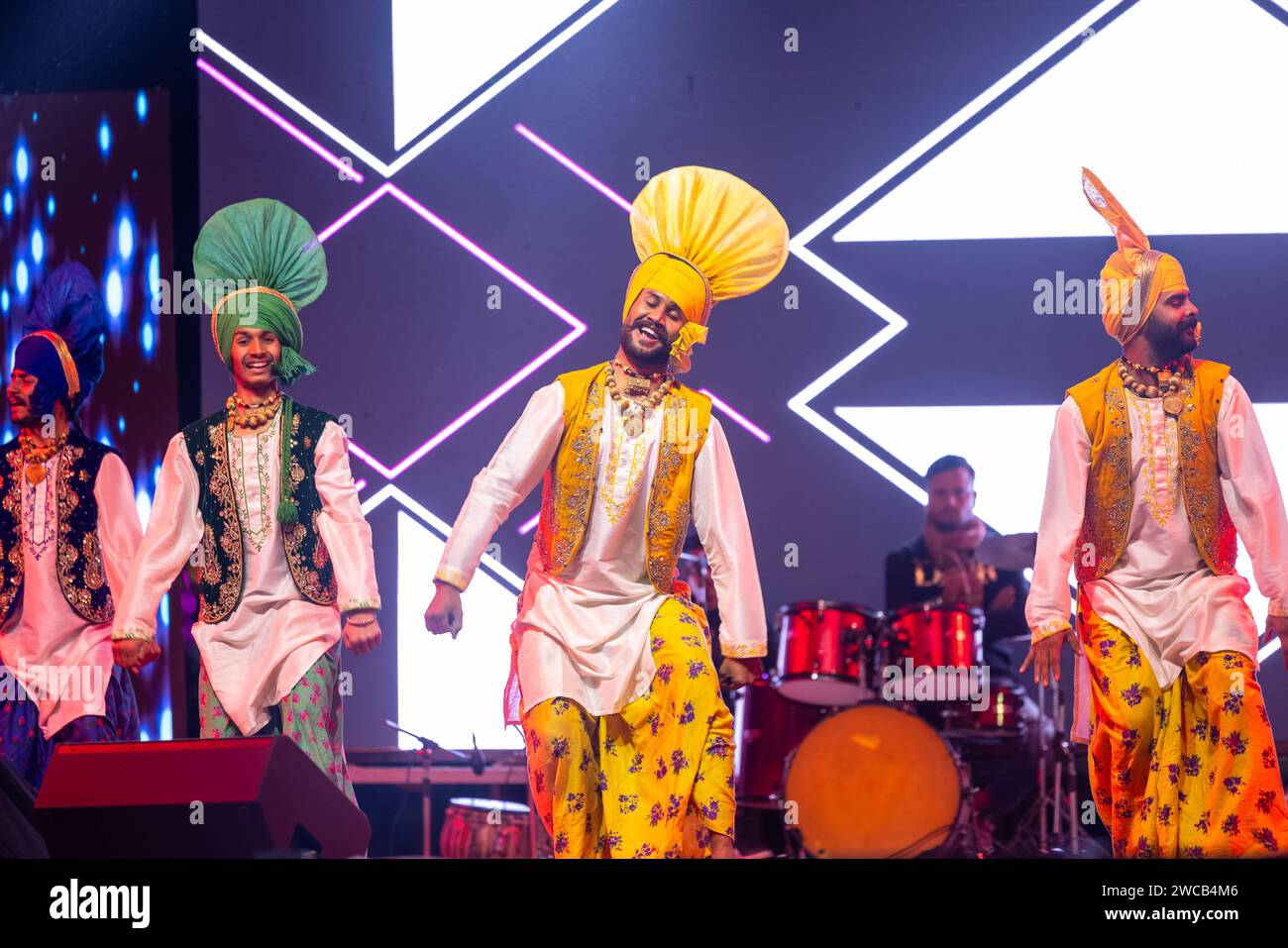 Group of punjabi artists from punjab performing bhangra dance in ...