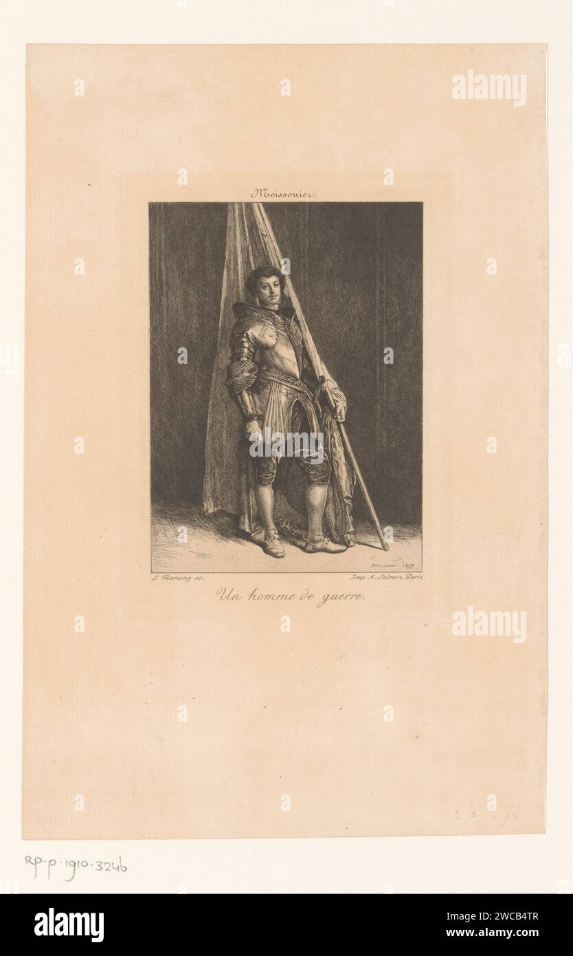Soldier with a Regiments Flag, Léopold Flameng, After Meissonier, 1857 ...