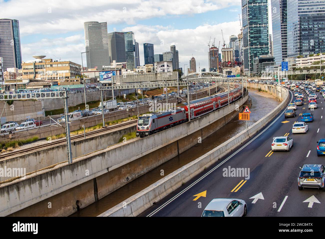 Tel Aviv, Israel - January 15, 2024 Train connecting Tel Aviv to ...