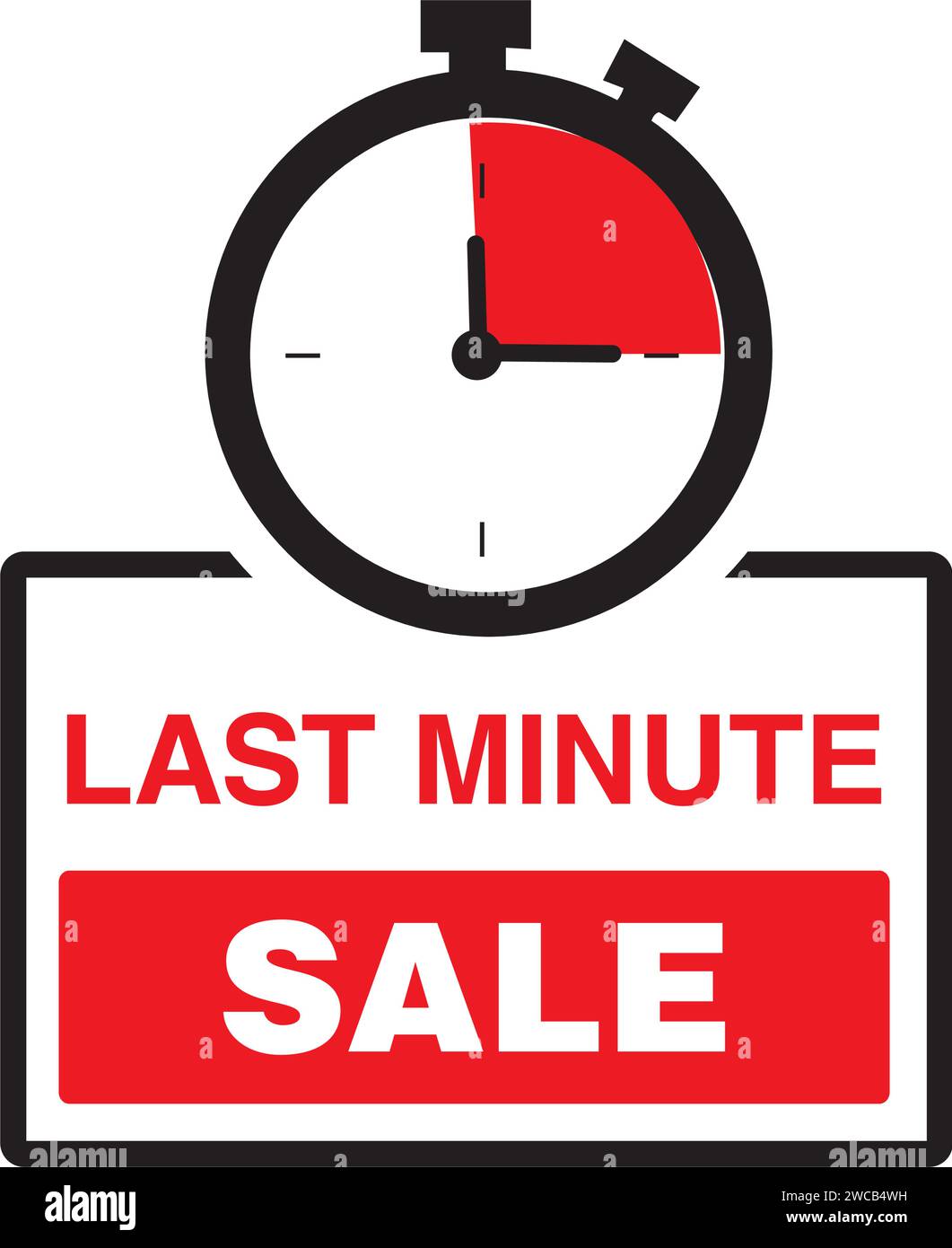 Last minute sale banner with a chronometer on a white background with ...