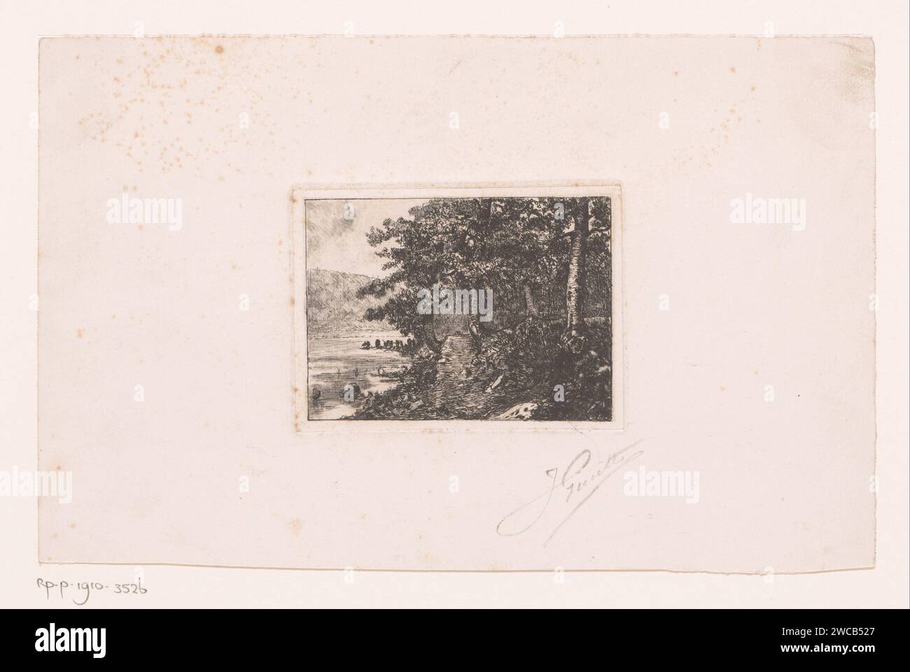 Landscape with forest on the edge of a lake, Jules Guiette, 1862 - 1901 ...