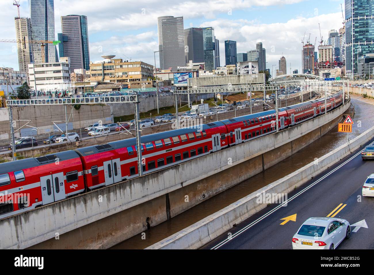 Tel Aviv, Israel - January 15, 2024 Train connecting Tel Aviv to ...
