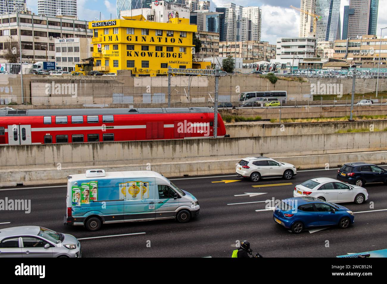 Tel Aviv, Israel - January 15, 2024 Train connecting Tel Aviv to ...