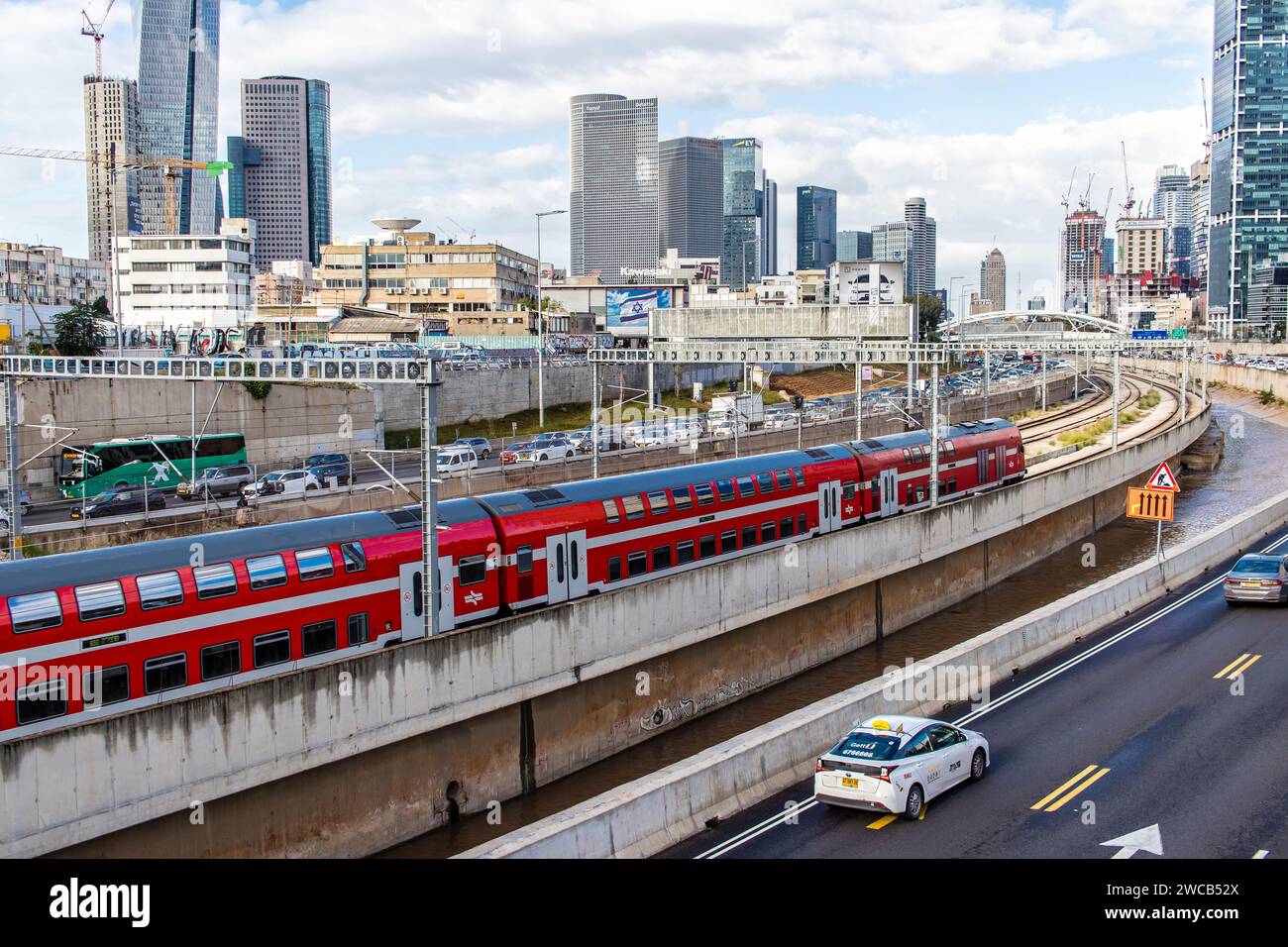 Tel Aviv, Israel - January 15, 2024 Train connecting Tel Aviv to ...