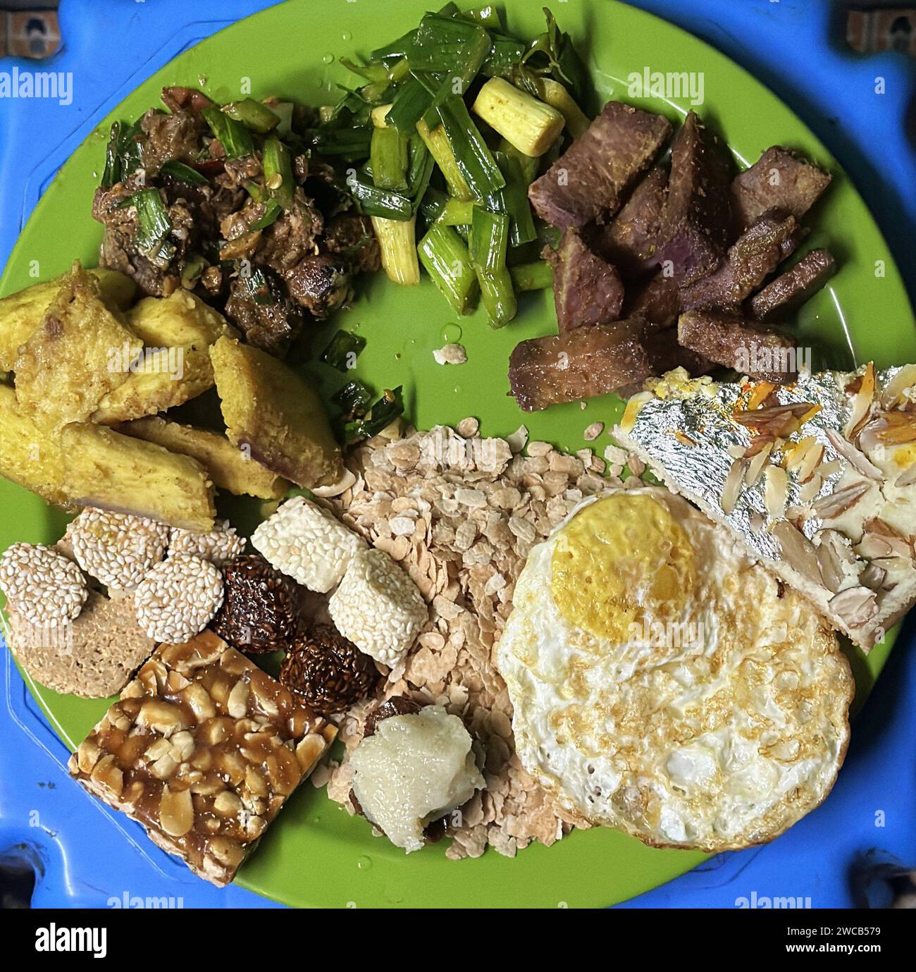 Kathmandu, Bagmati, Nepal. 15th Jan, 2024. Yam, chaku, gheee, tilaura ...