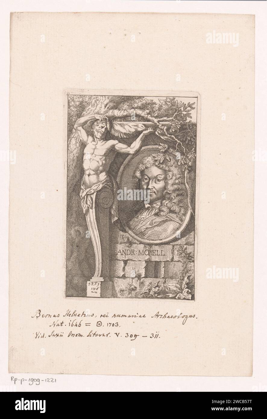 Portrait van Andreas Morell, Rudolf Füssli (the youngest), 1756 print ...