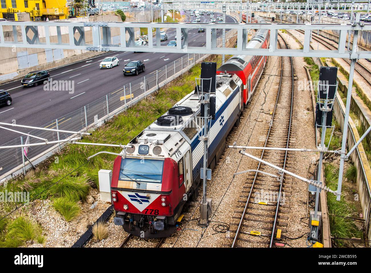 Tel Aviv, Israel - January 15, 2024 Train connecting Tel Aviv to ...