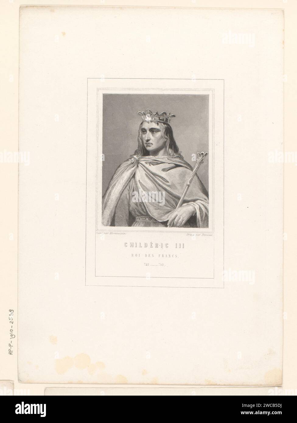 Portret van Childerik III, Jacques Etienne Pannier, After Monvoisin ...