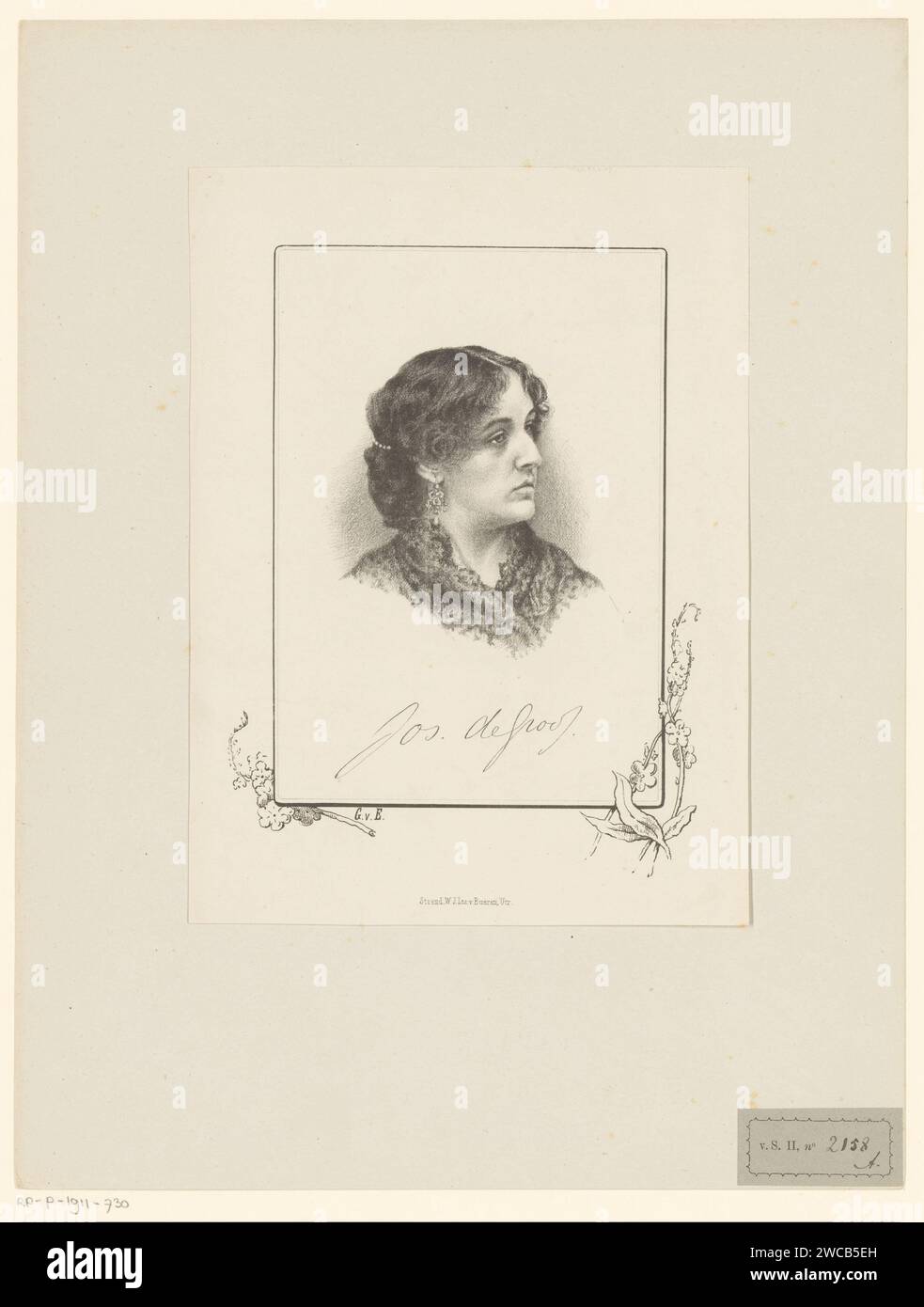 Portrait of the actress Jos. de Groot, Unknown, 1883 print To the ...