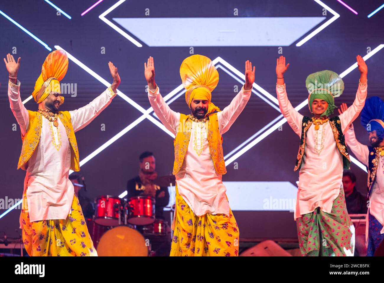 Group of punjabi artists from punjab performing bhangra dance in ...