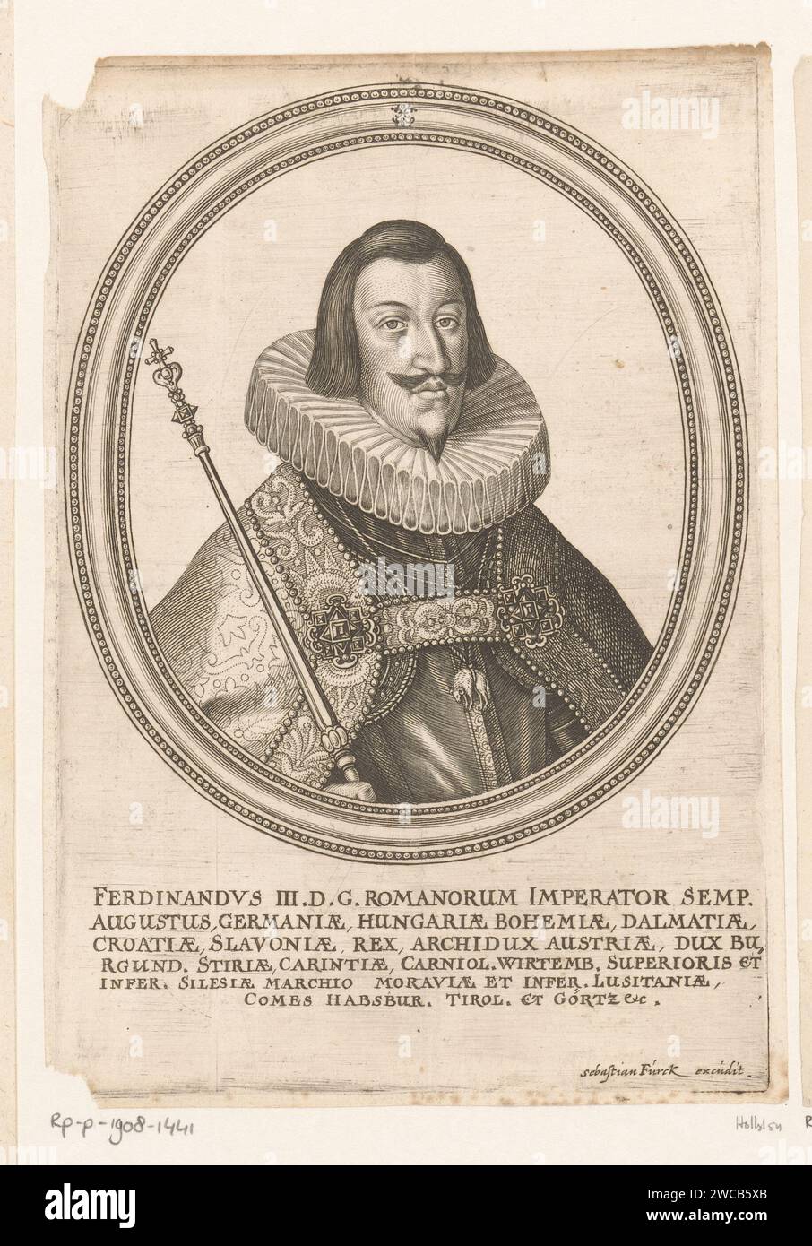 Portret van Ferdinand III, Sebastian Furck, 1618 - 1655 print With ...