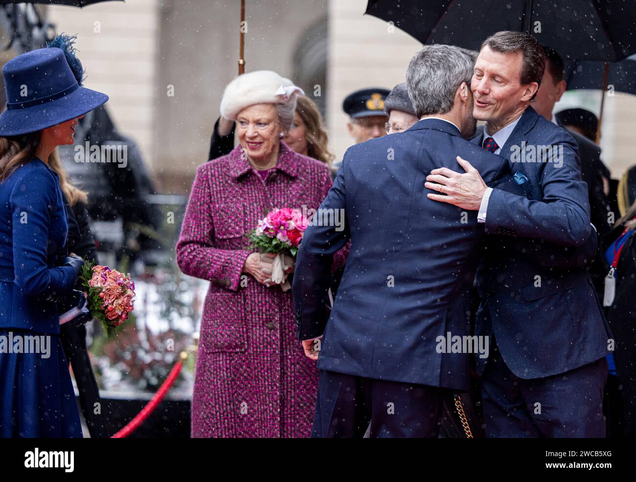 Copenhagen, Denmark. 15th Jan, 2024. King Frederik X, Queen Mary, Crown ...