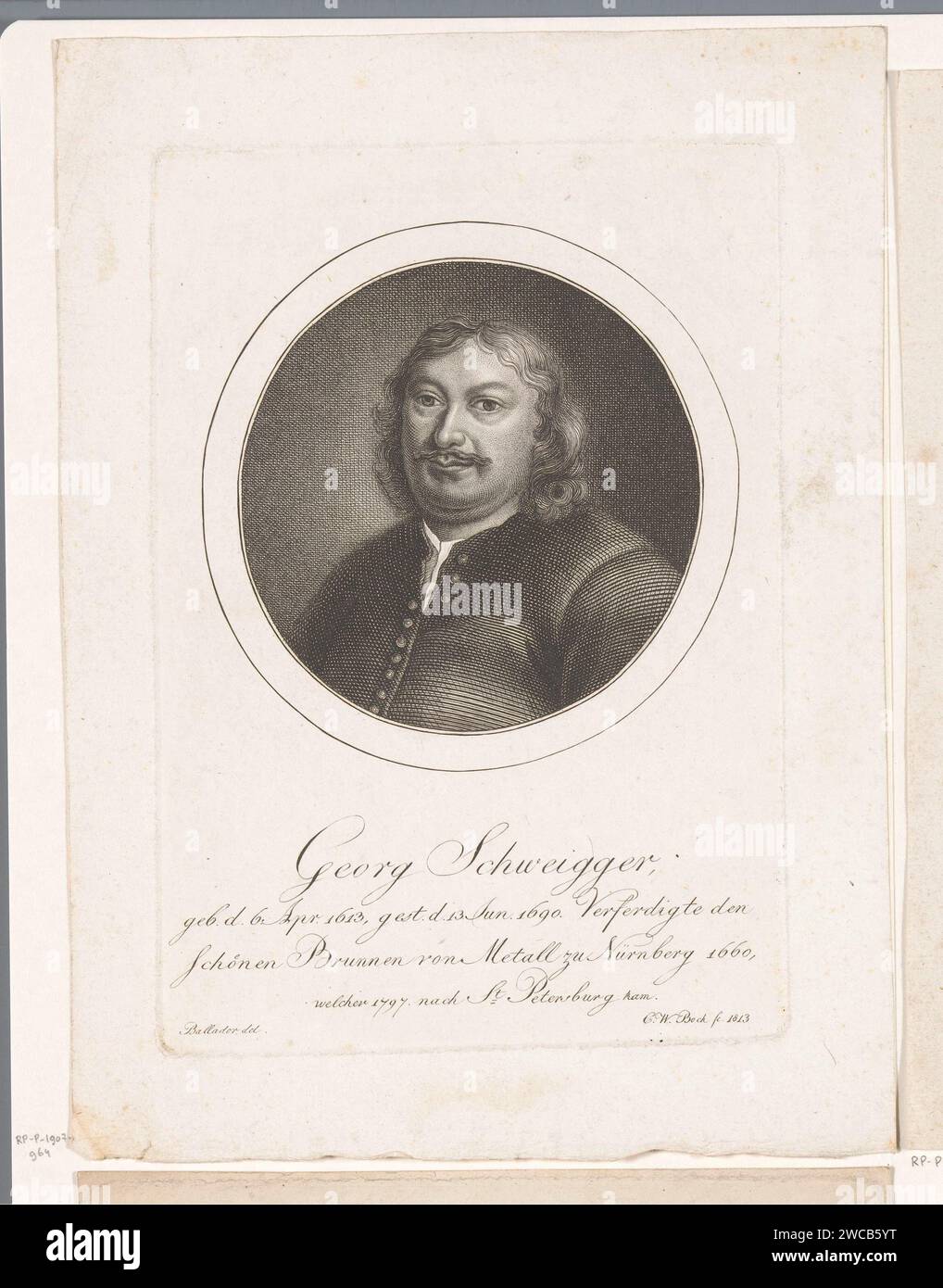 PortraT van Georg Schweigger, Christoph Wilhelm Bock, after Johann ...