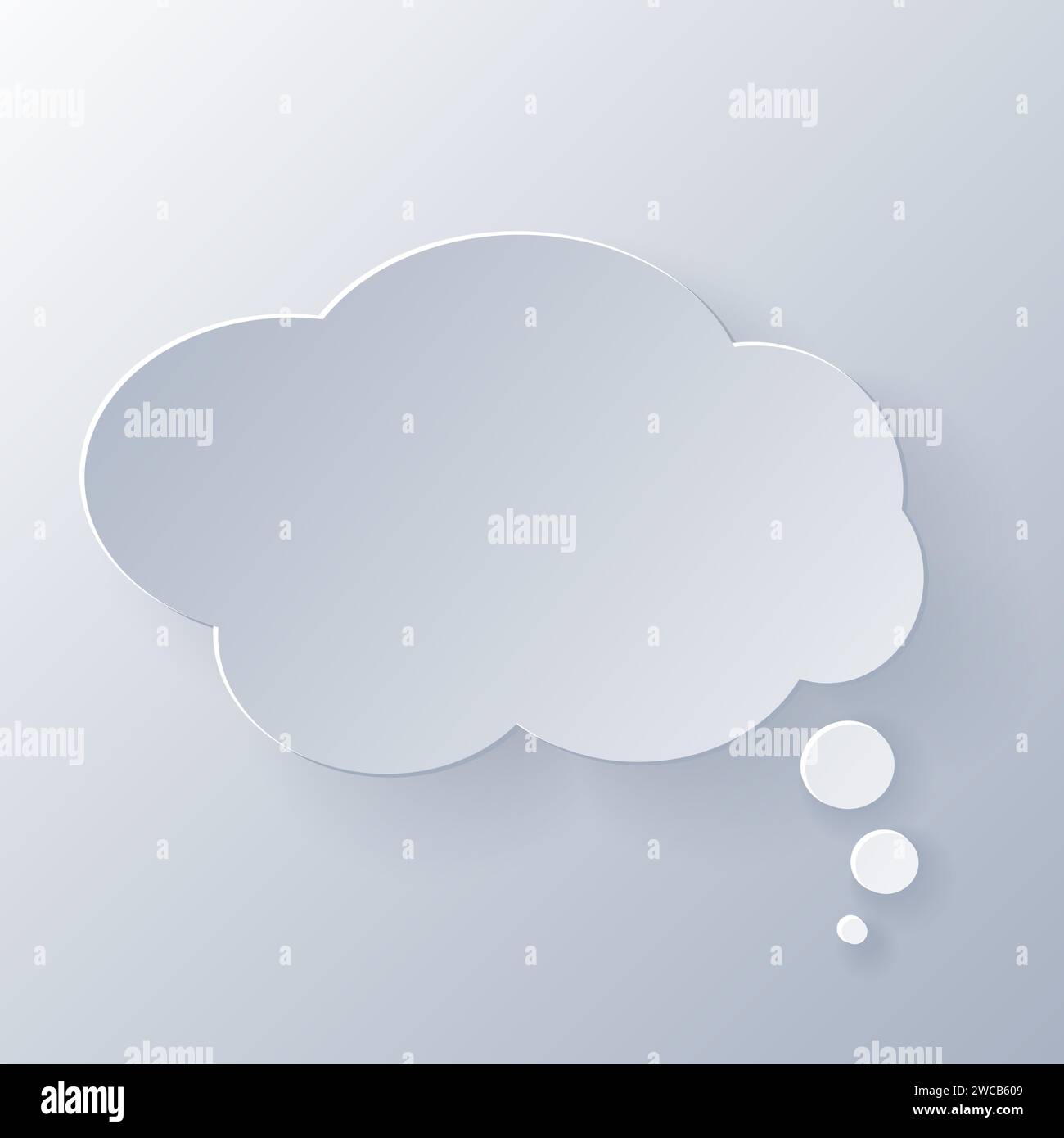 Papercut Grey White Speech Bubbles. 3D Papercraft cut talk frame icon ...