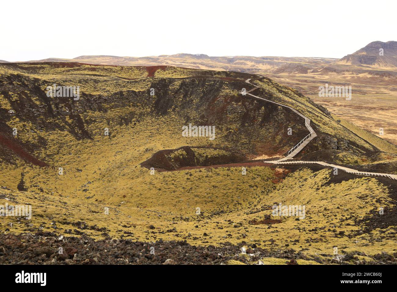 The crater of Grábrók, Grabrokargigar, is a protected natural area ...