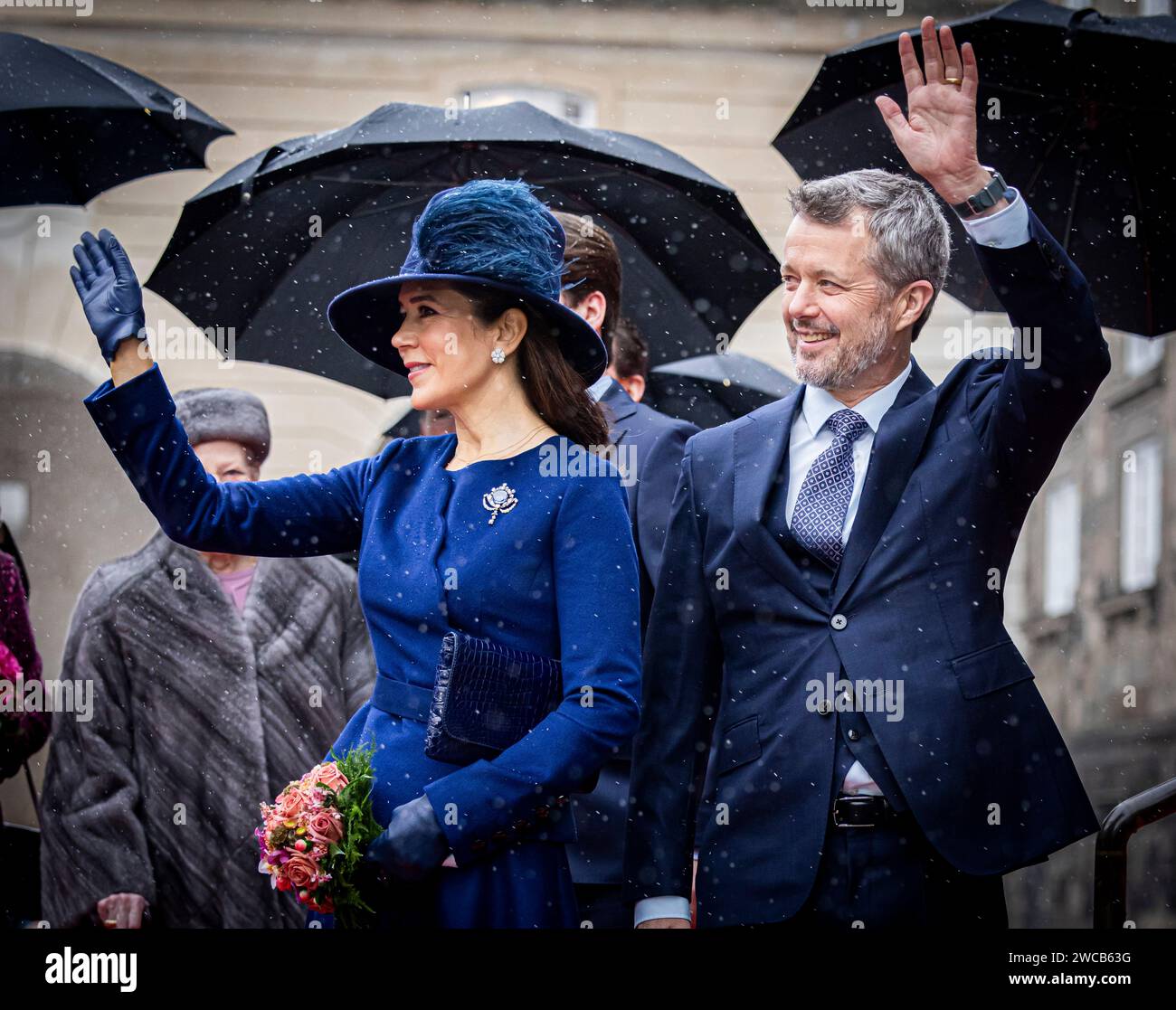 Copenhagen, Denmark. 15th Jan, 2024. King Frederik X, Queen Mary, Crown ...