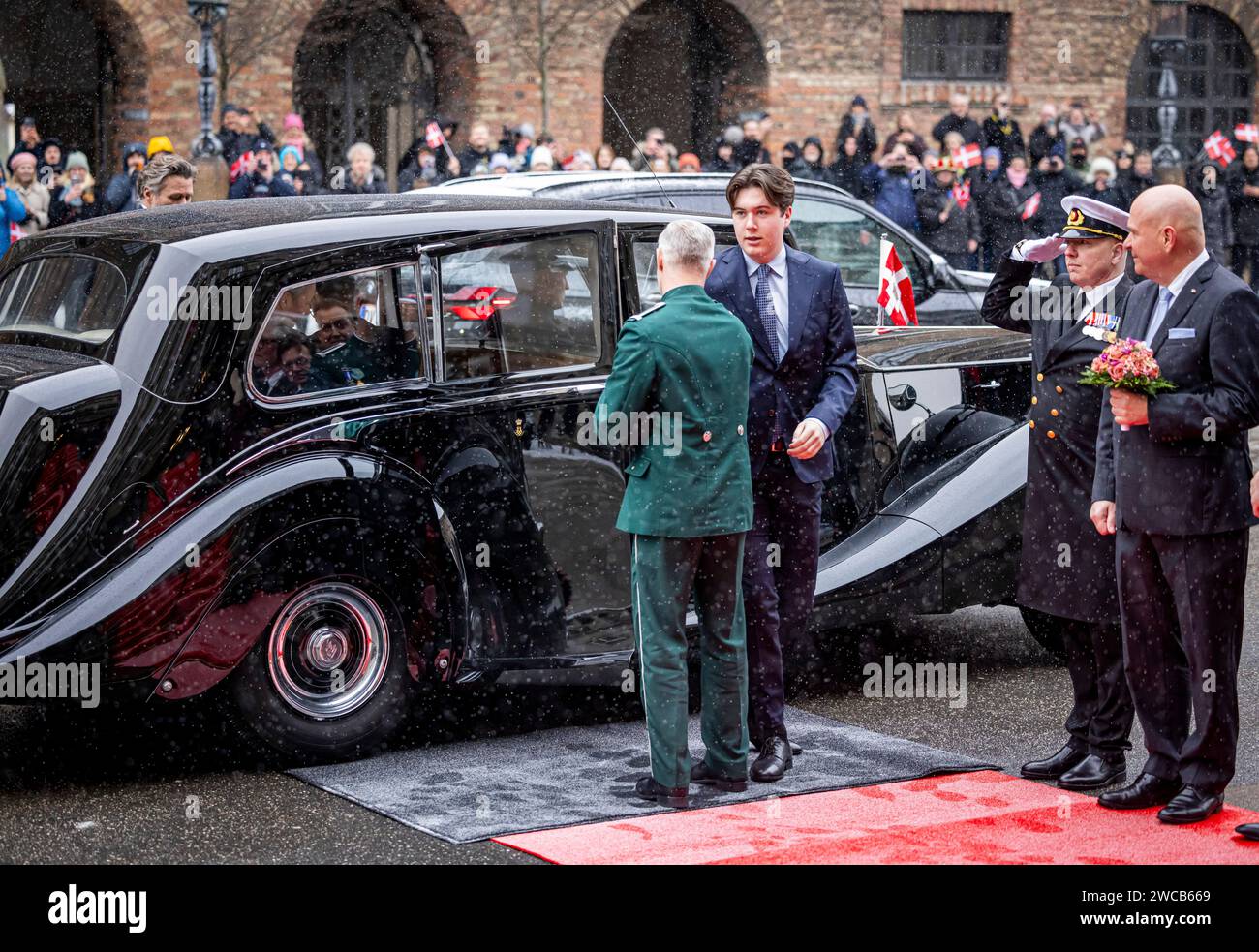Copenhagen, Denmark. 15th Jan, 2024. King Frederik X, Queen Mary, Crown ...