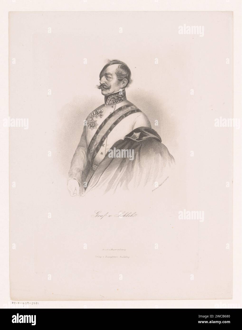 PortraT van Franz Schlik, August Weger, 1849 - 1892 print Leipzig paper steel engraving ...