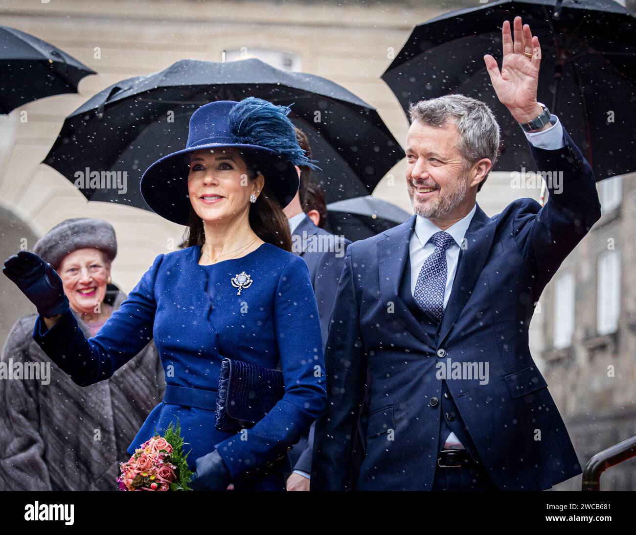 Copenhagen, Denmark. 15th Jan, 2024. King Frederik X, Queen Mary, Crown ...
