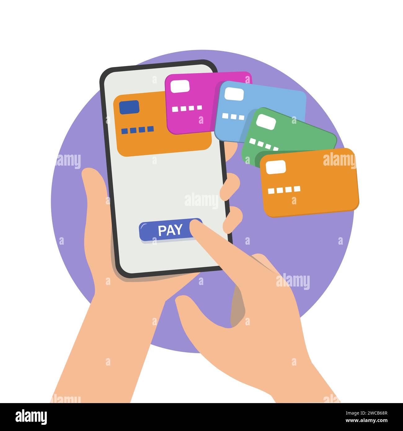 Mobile shopping. NFC payment. Smartphone with online payment. Credit ...
