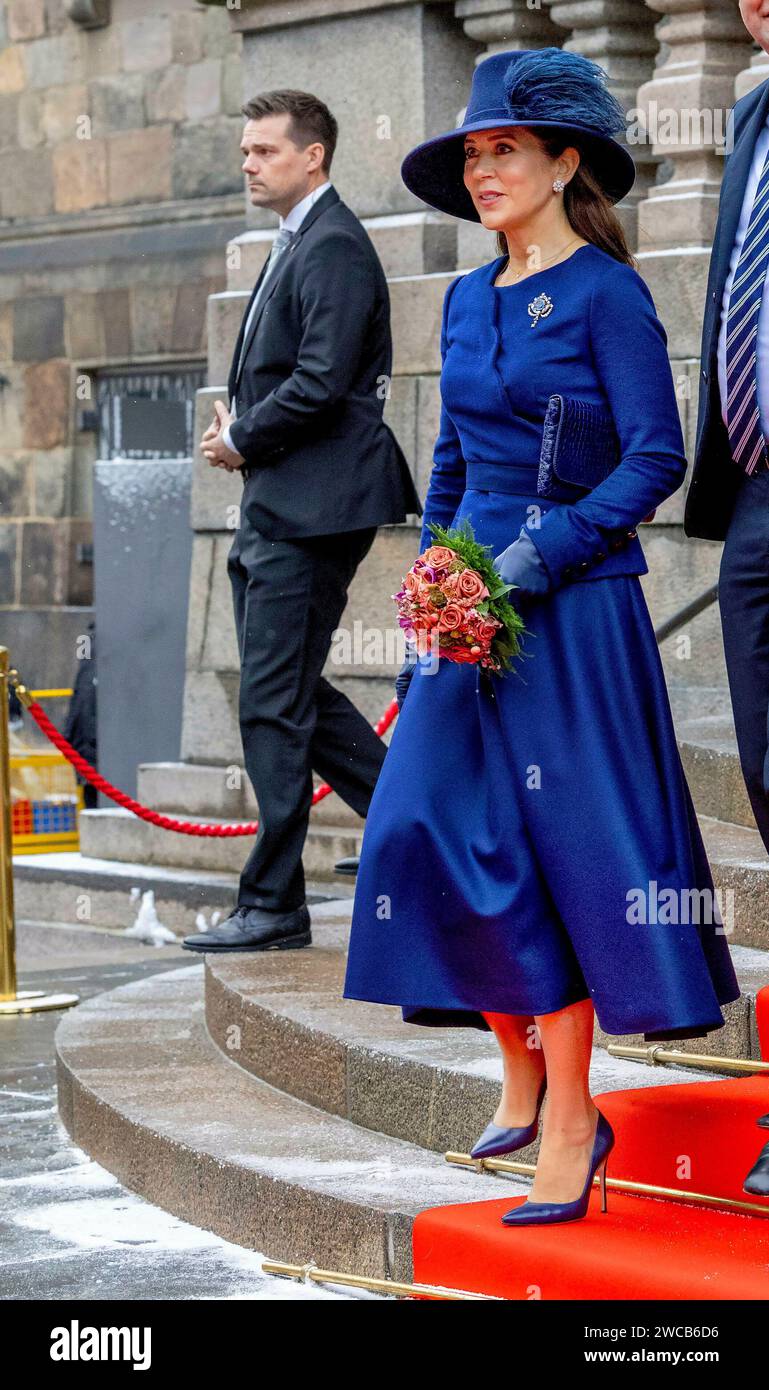 Queen Mary of Denmark leaves at the Parliament in Copenhagen, on ...