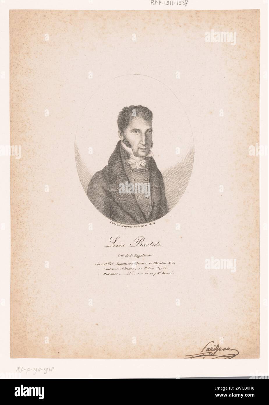 Portret van Louis Bastide, anonymous, Gottfried Engelmann, 1818 print ...