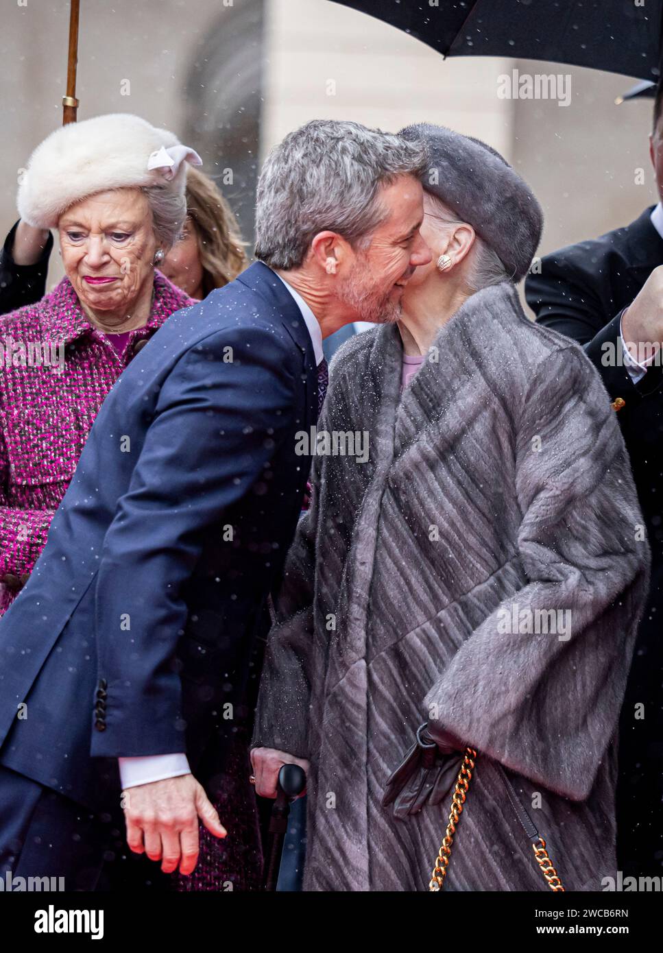 Copenhagen, Denmark. 15th Jan, 2024. King Frederik X, Queen Mary, Crown ...