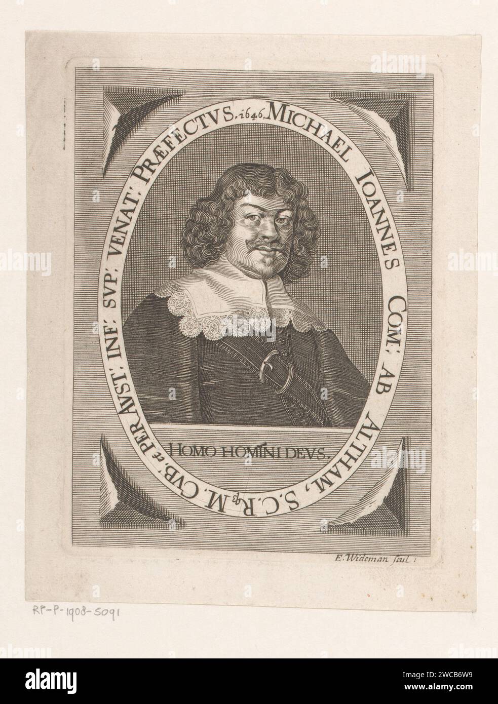 Portret van Michael John von Altham, Elias Widemann, 1646 print Germany ...