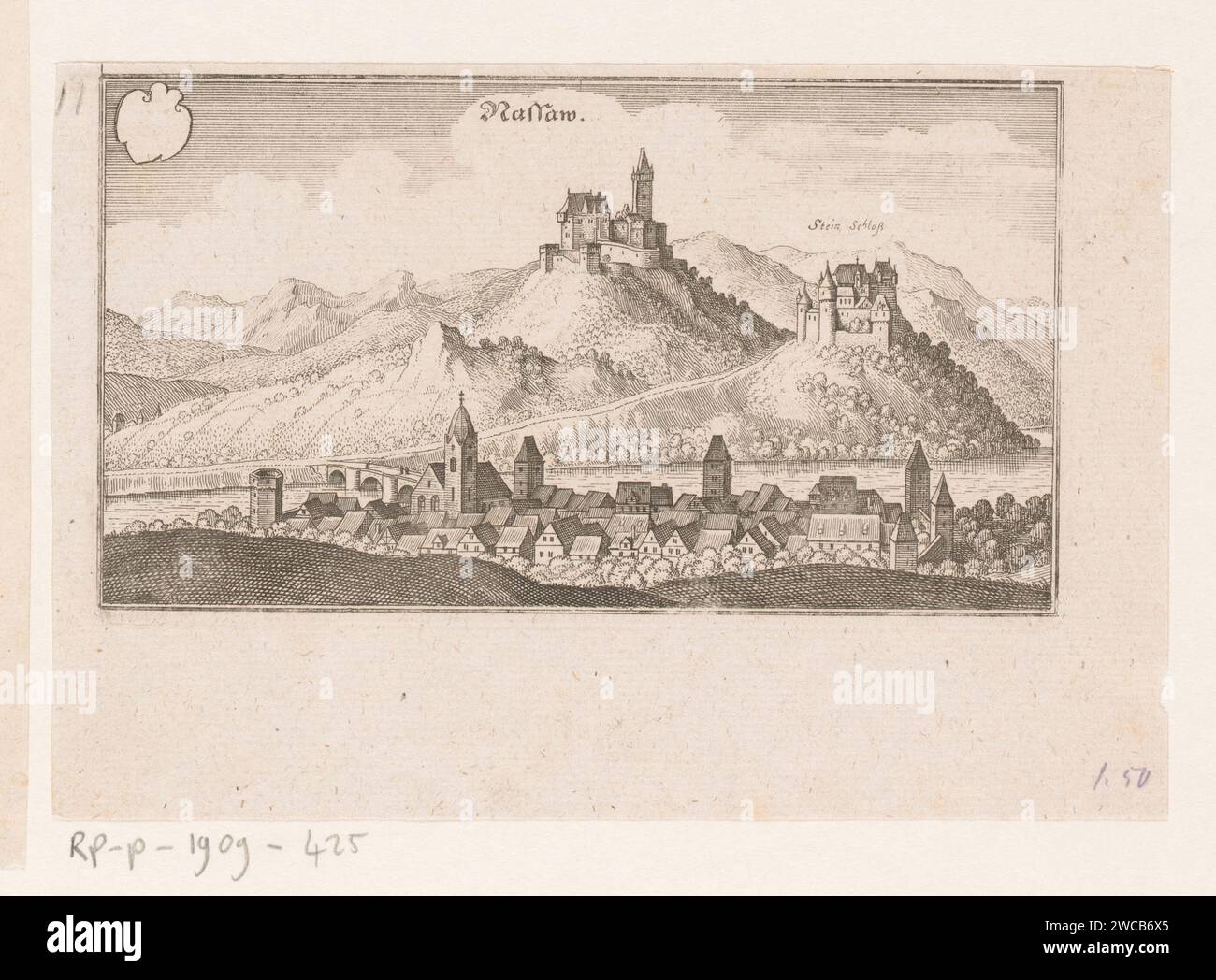 View of Nassau and Stein Schloss, Anonymous, c. 1600 - 1649 print paper ...