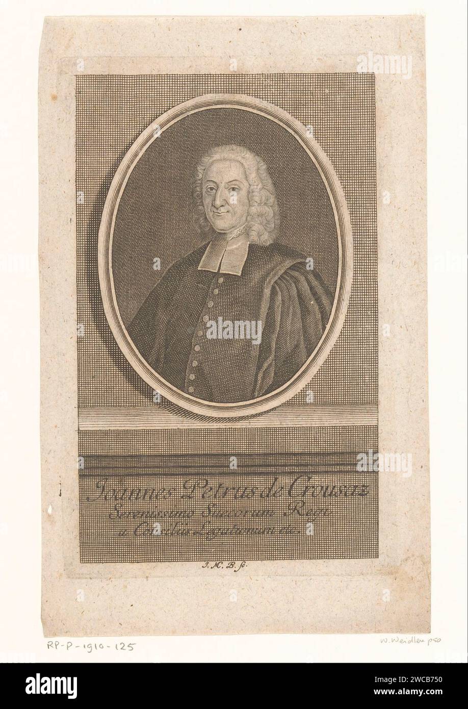 Portrait of Jean-Pierre de Crousaz, Johann Martin Berbigeroth, 1742 ...