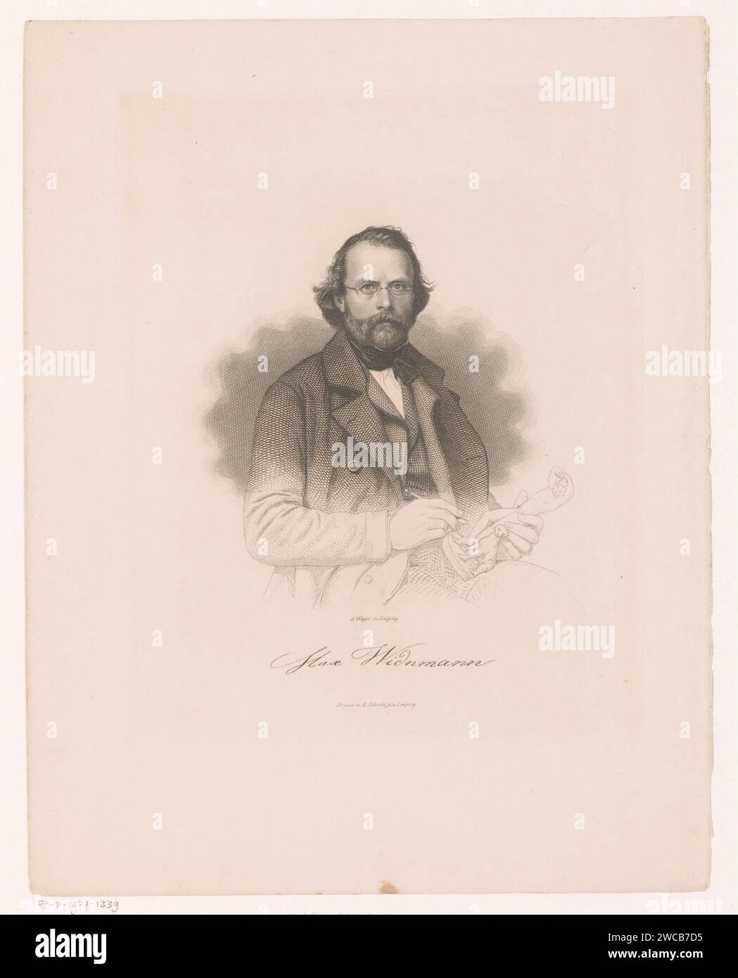 Portrait van Max von Widnmann, August Weger, 1849 - 1861 print Leipzig paper steel engraving ...